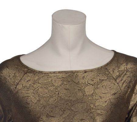 Susan Graver Liquid Metal Stretch Floral Tunic with Belt - QVC.com