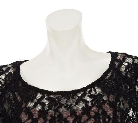 Edge by Jen Rade Allover Lace Long Sleeve Top with Cami - QVC.com