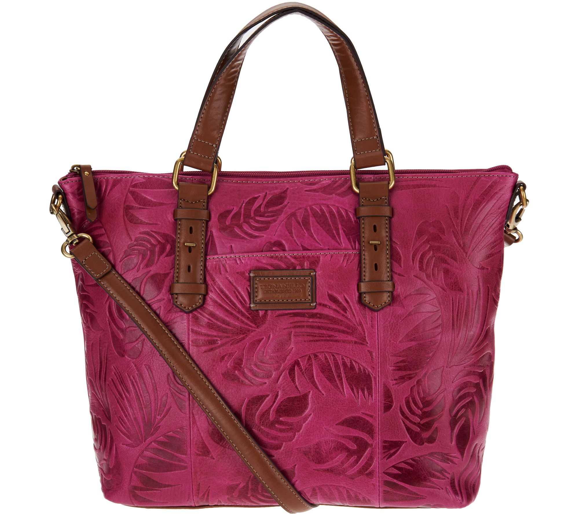 Tignanello Palm Embossed Vintage Leather RFID Shopper - QVC.com