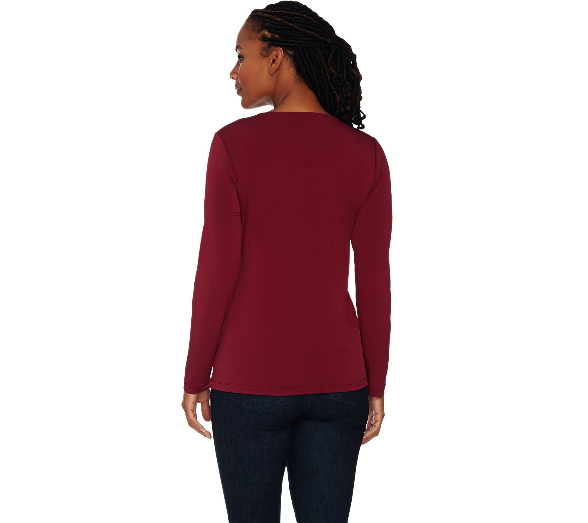 "As Is" Susan Graver Liquid Knit Crossover Neck Top - QVC.com