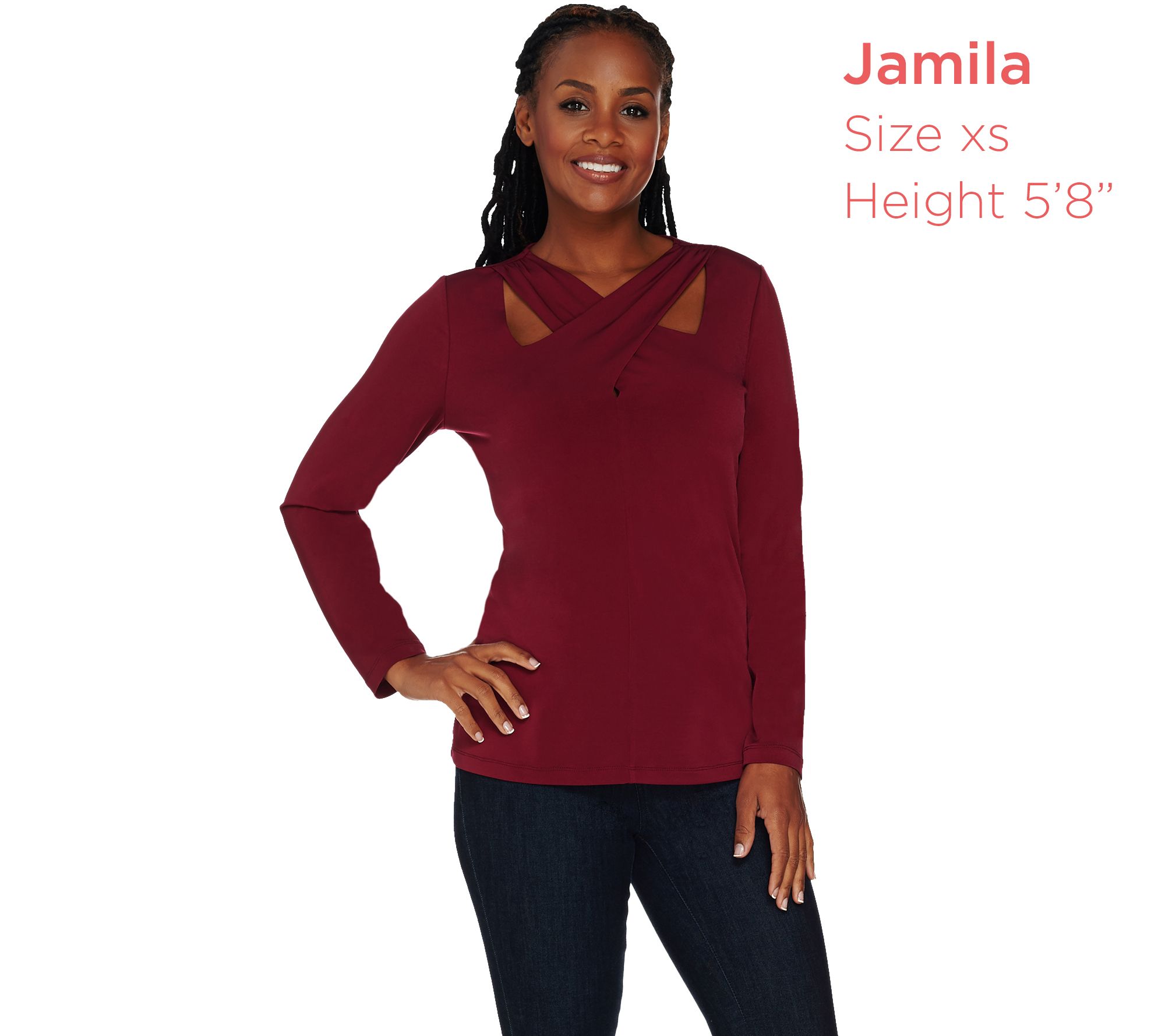 "As Is" Susan Graver Liquid Knit Crossover Neck Top - QVC.com