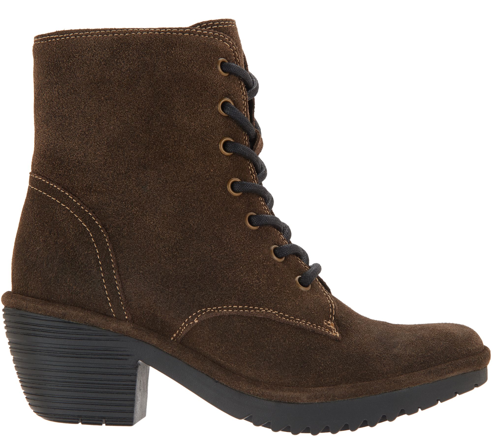 "As Is" FLY London Suede Lace-up Mid Boots- Woke - QVC.com