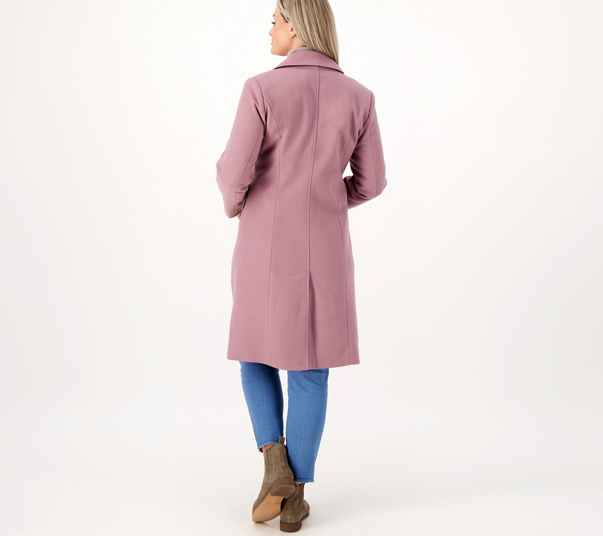 Thread Collective Faux Wool Notch Collar Long Coat - QVC.com