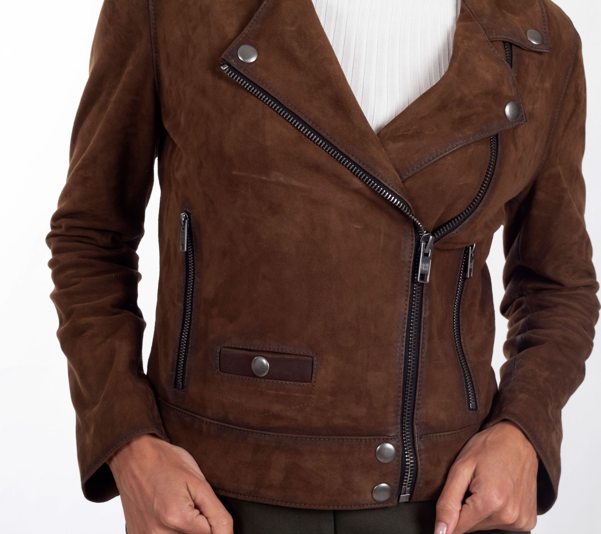 Frye Goat Suede Biker Jacket for Women - QVC.com