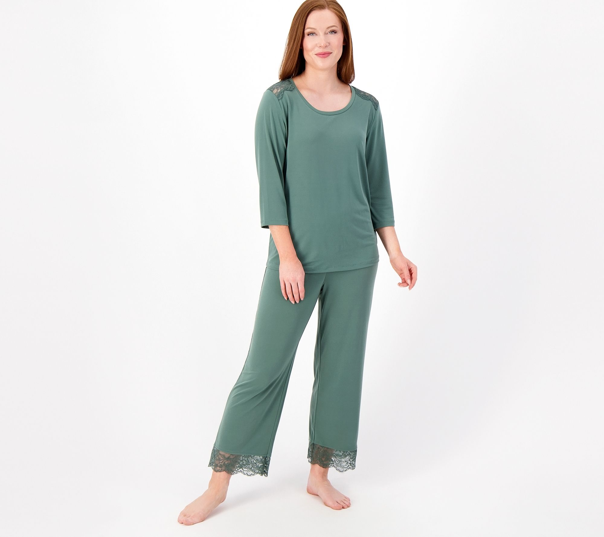 "As Is" Breezies Lounge Blissful Breeze Sleep Set w/ Lace - QVC.com