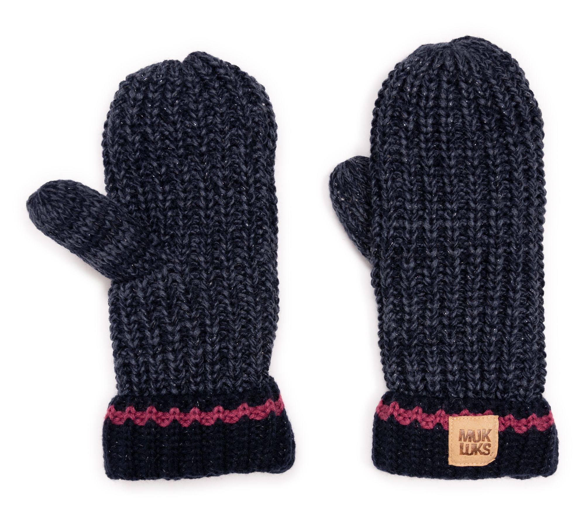 MUK LUKS Women's Marled Chunky Stitch Mittens - QVC.com