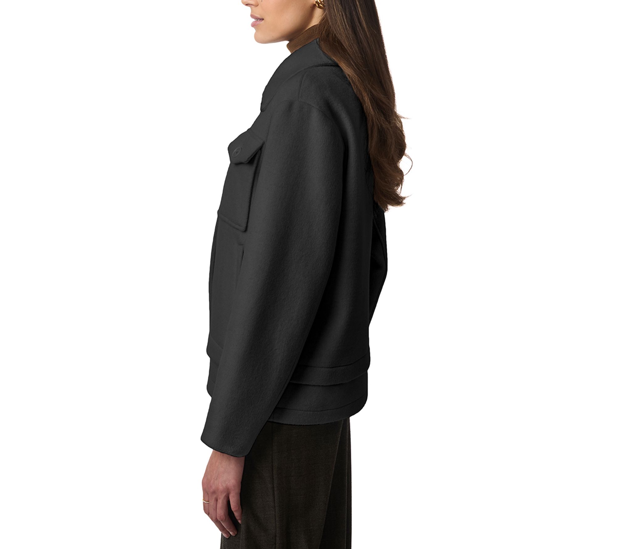 Bernardo Metro Haven Wool Jacket w/ Collar & Patch Pockets - QVC.com