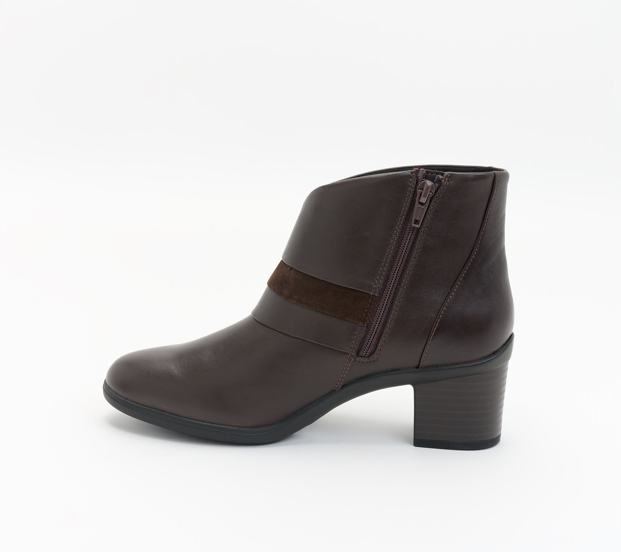 Clarks Signature Leather Heeled Booties -Shaya Sky - QVC.com
