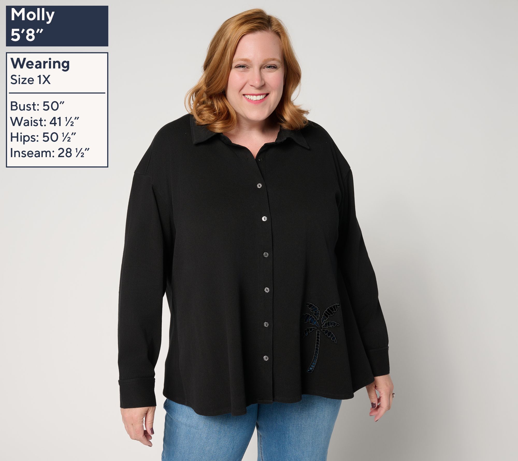 "As Is" Attitudes by Renee Prime Stretch 2 Denim Button Shirt - QVC.com