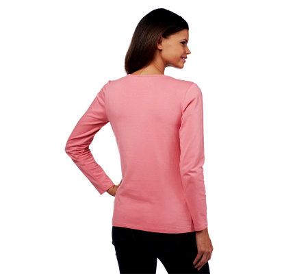 Liz Claiborne New York Long Sleeve T-Shirt with Knot Detail - QVC.com