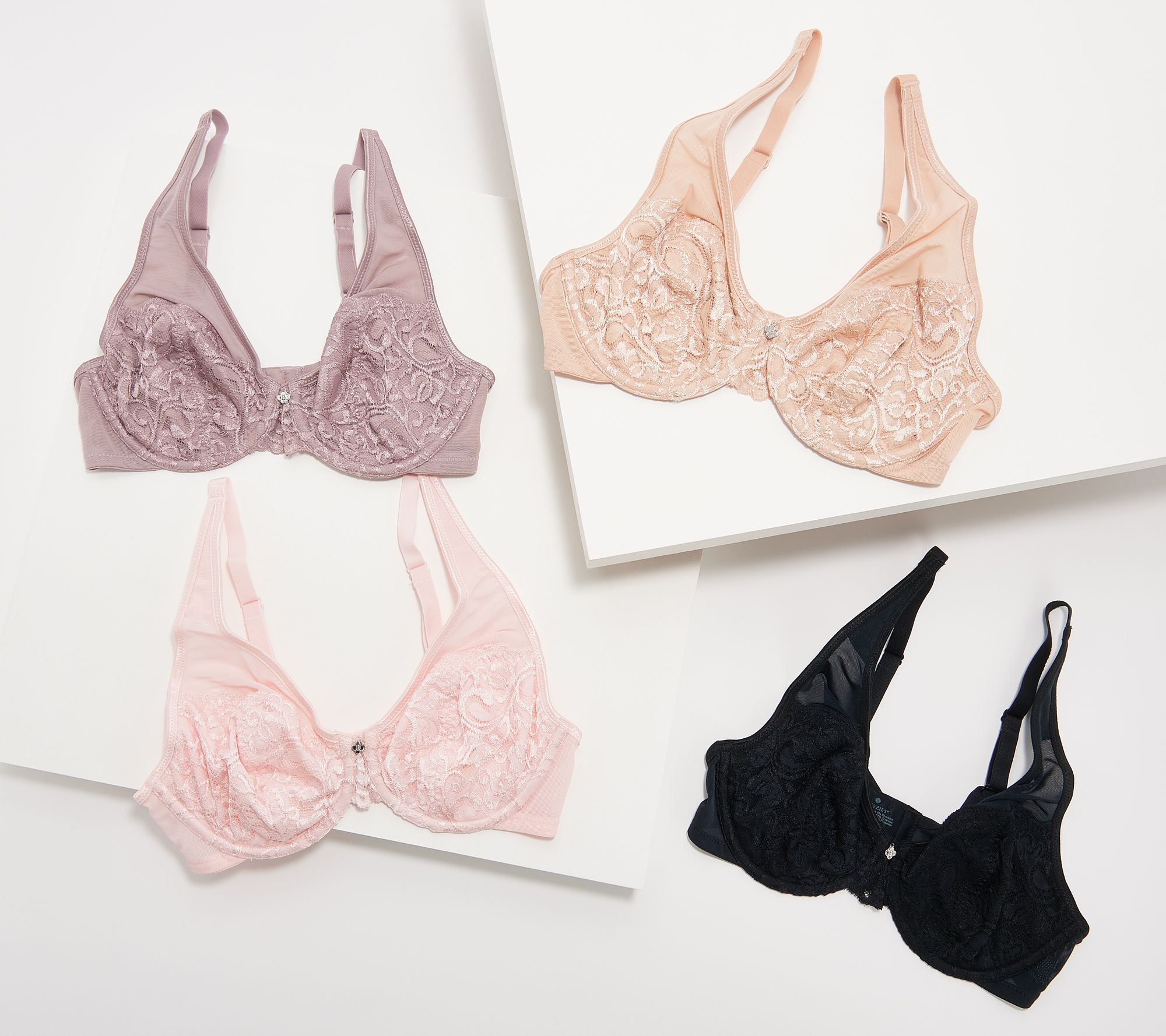 "As Is" Breezies Mesh and Lace Unlined Underwire Bra - QVC.com