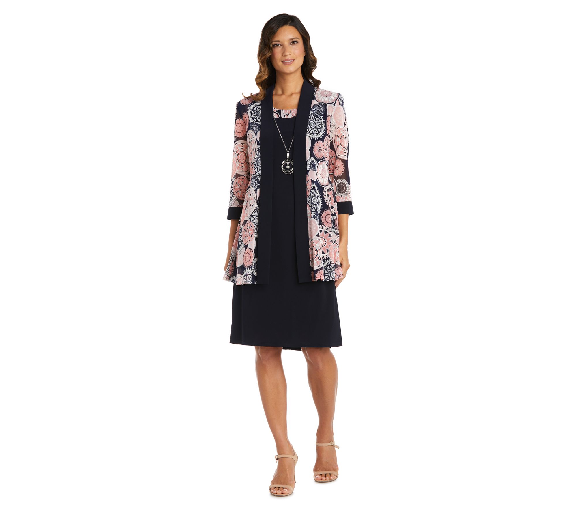 R&M Richards Puff Print Jacket and Dress Set - QVC.com