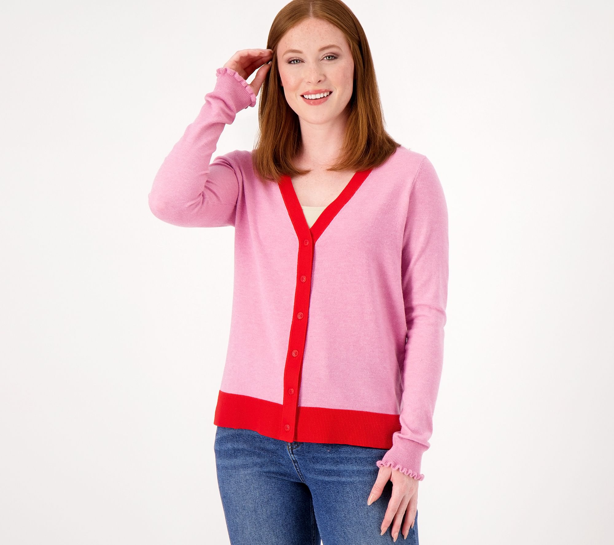 "As Is" Candace Cameron Bure Surfside Button Front V-Neck Cardigan ...