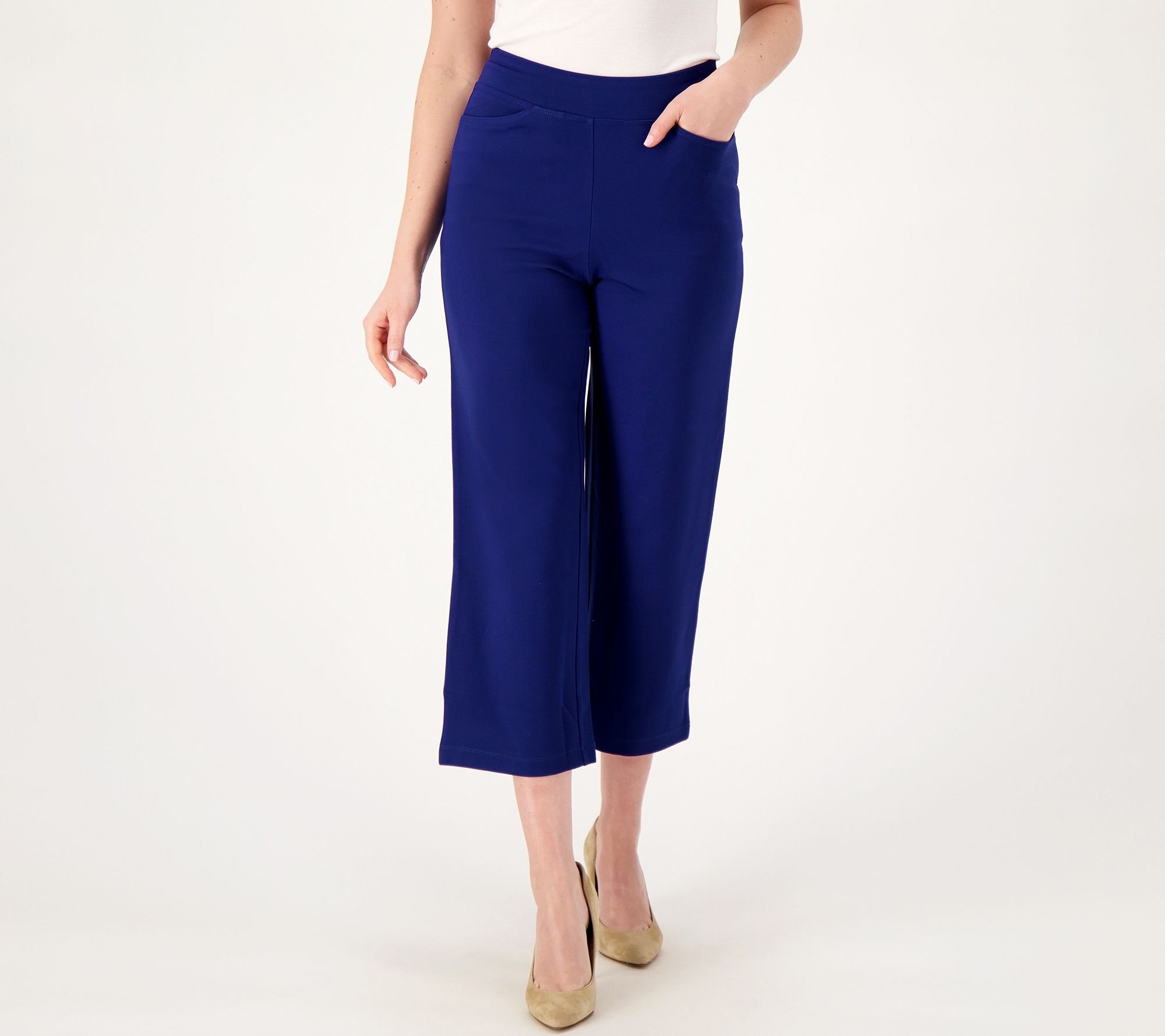 "As Is" Belle by Kim Gravel Tall Ponte Wide Leg Cropped Pant - QVC.com
