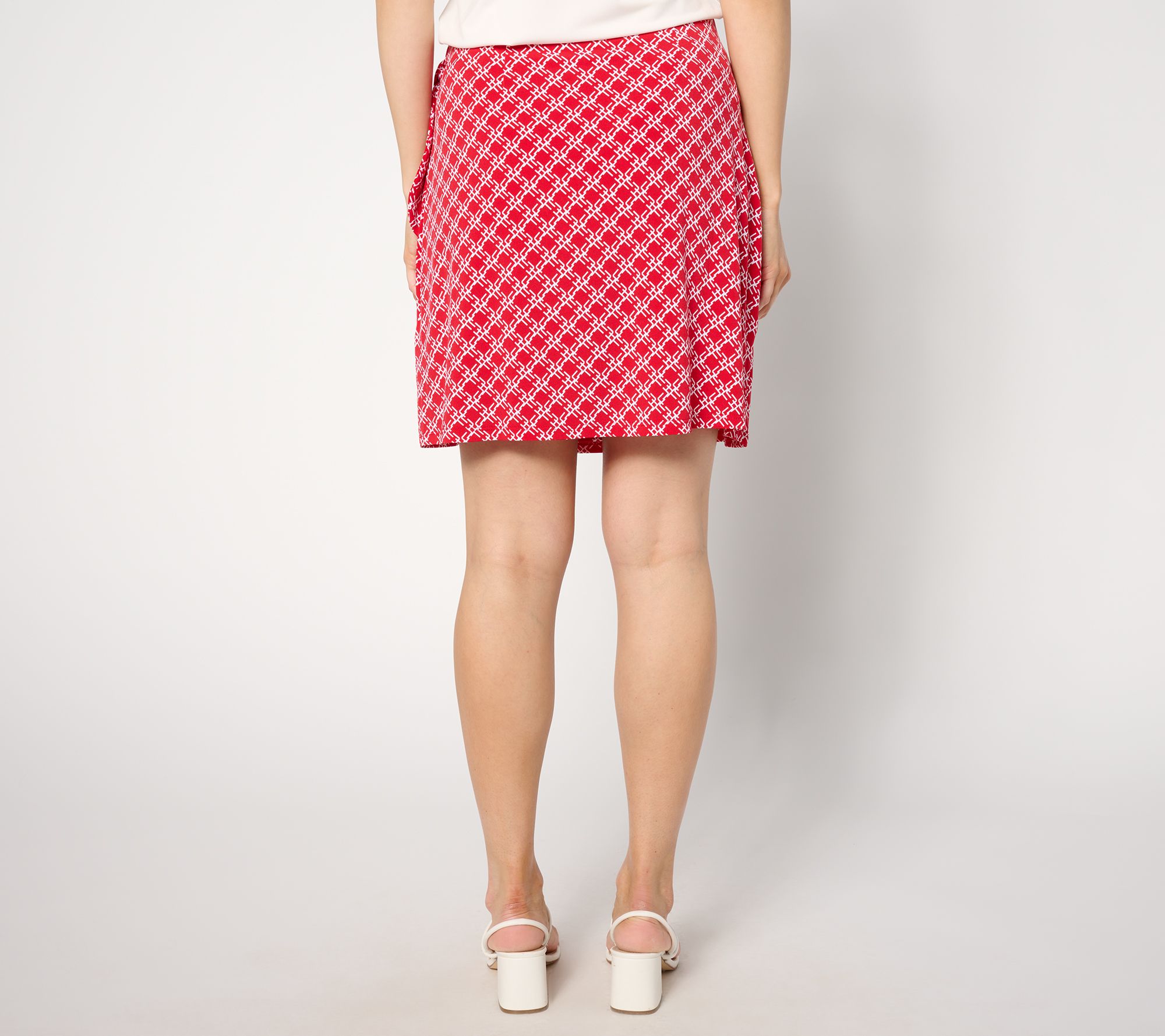 "As Is" Susan Graver Printed Liquid Knit Faux Wrap Skort w/ Tie Detail ...