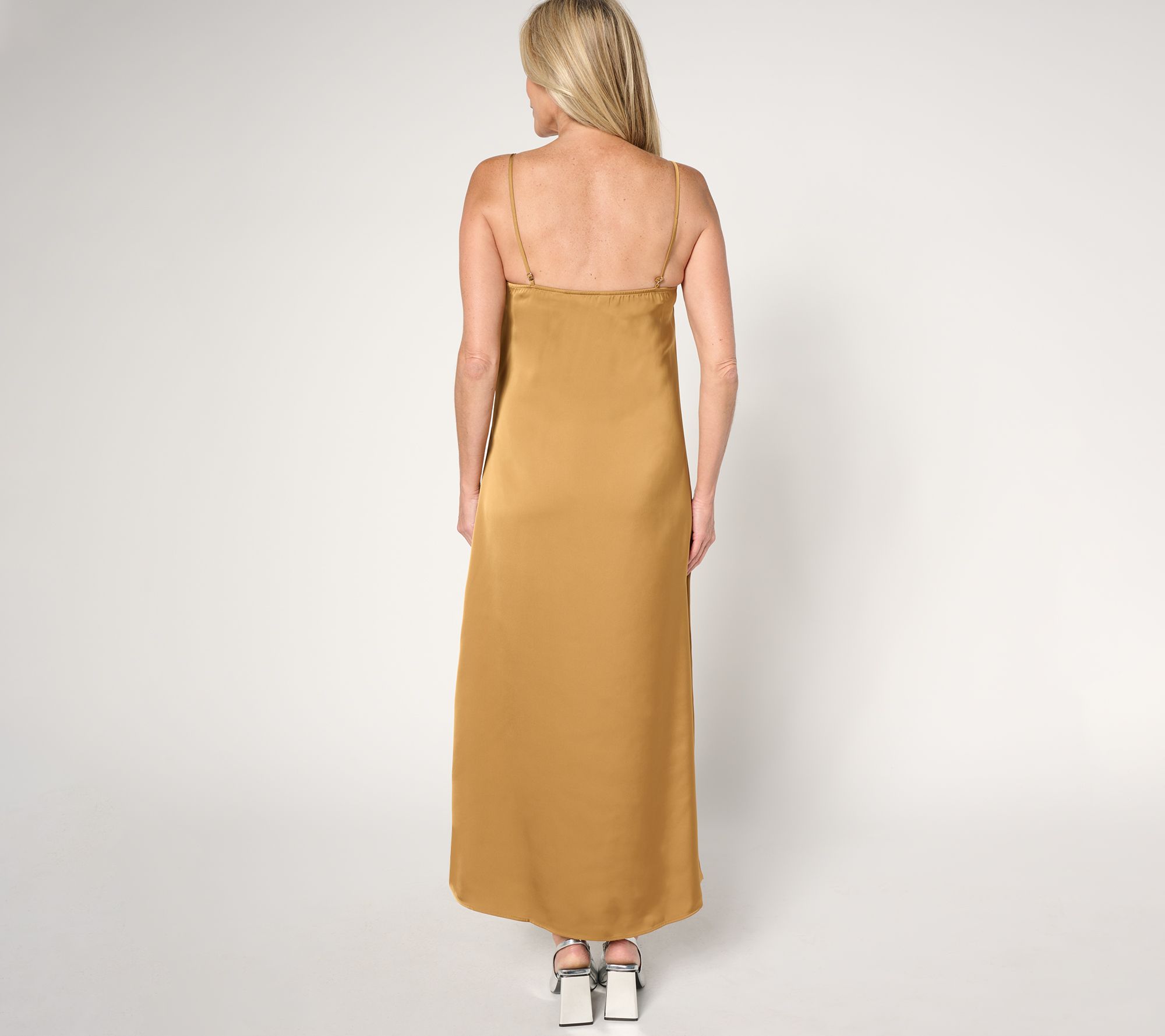 Destination 365 Petite Sleeveless Satin Midi Slip Dress - QVC.com