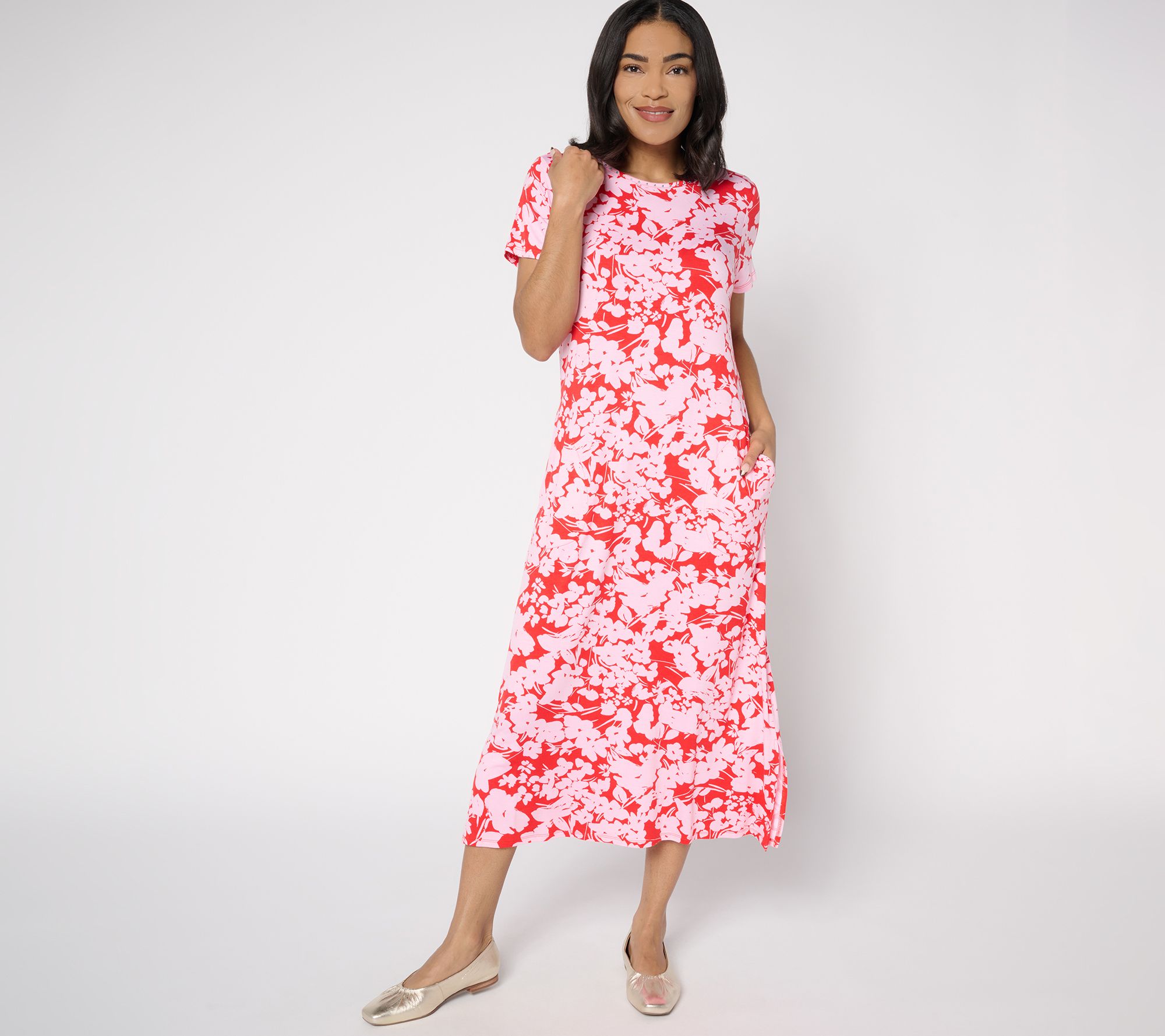 Quacker Factory Floralicious Short Sleeve Dress - QVC.com