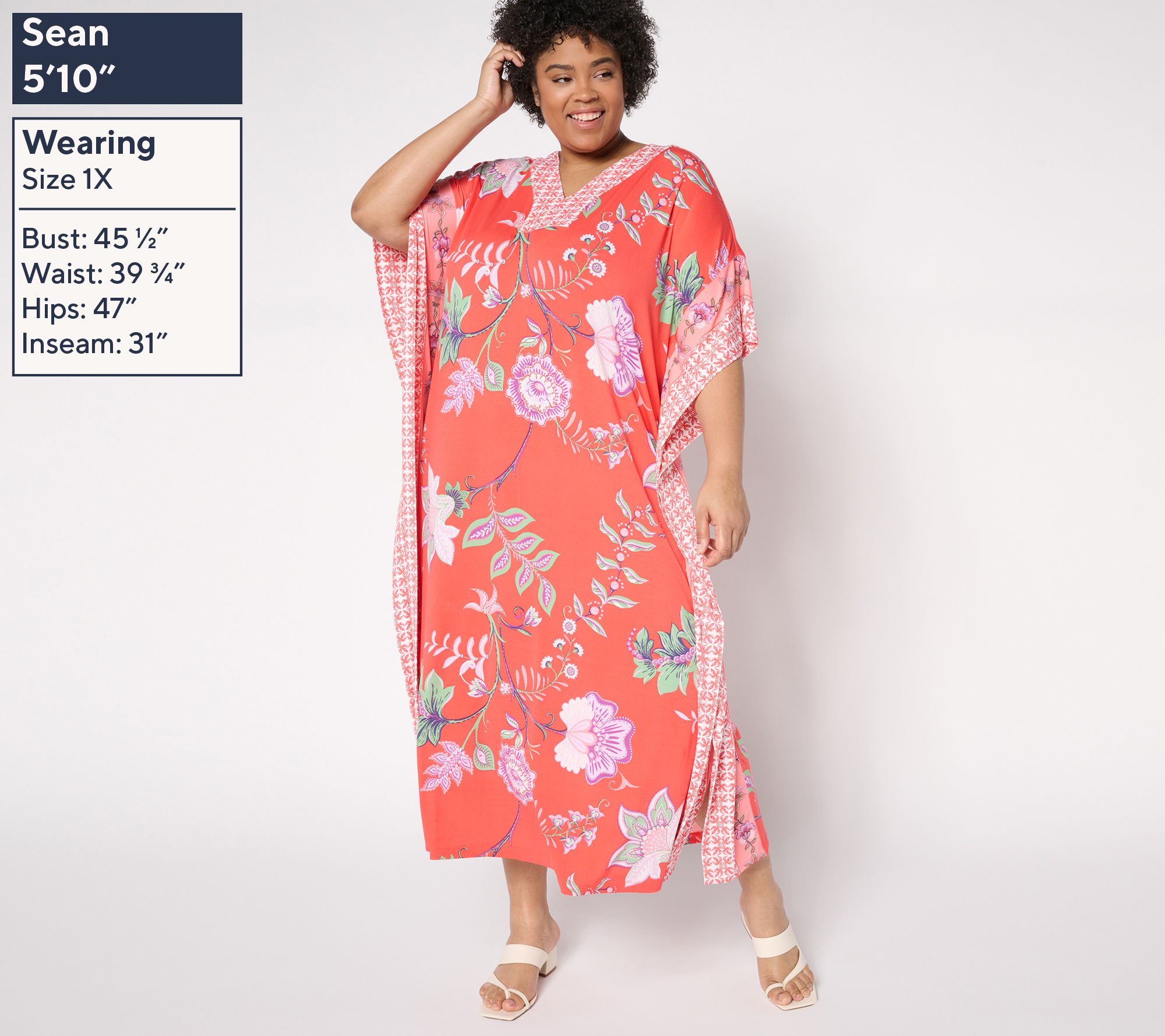 Joan Rivers Regular Luxe Knit Floral Caftan - QVC.com