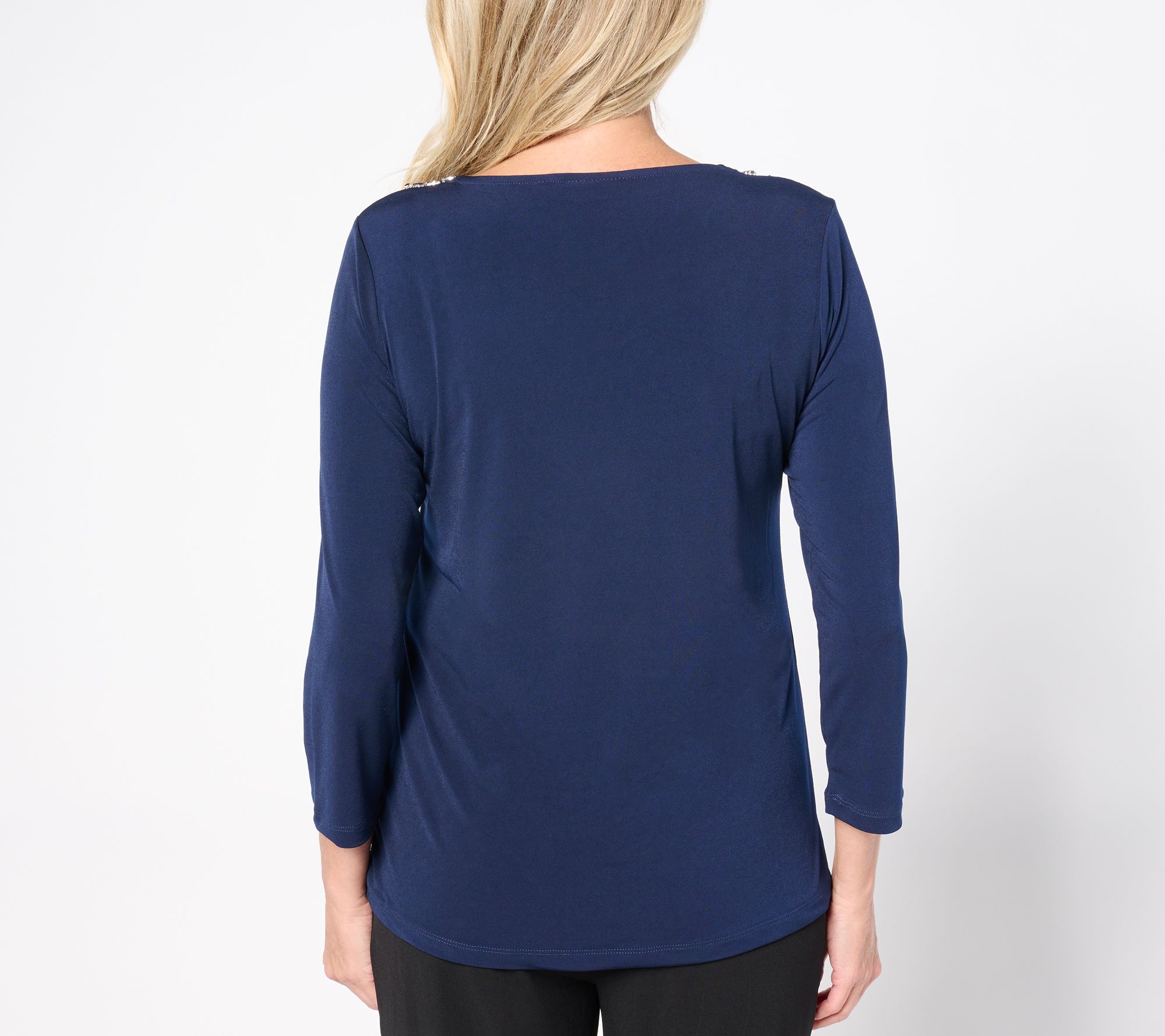 "As Is" Susan Graver Artisan 3/4 Bell-Sleeve Top with Embellishment ...