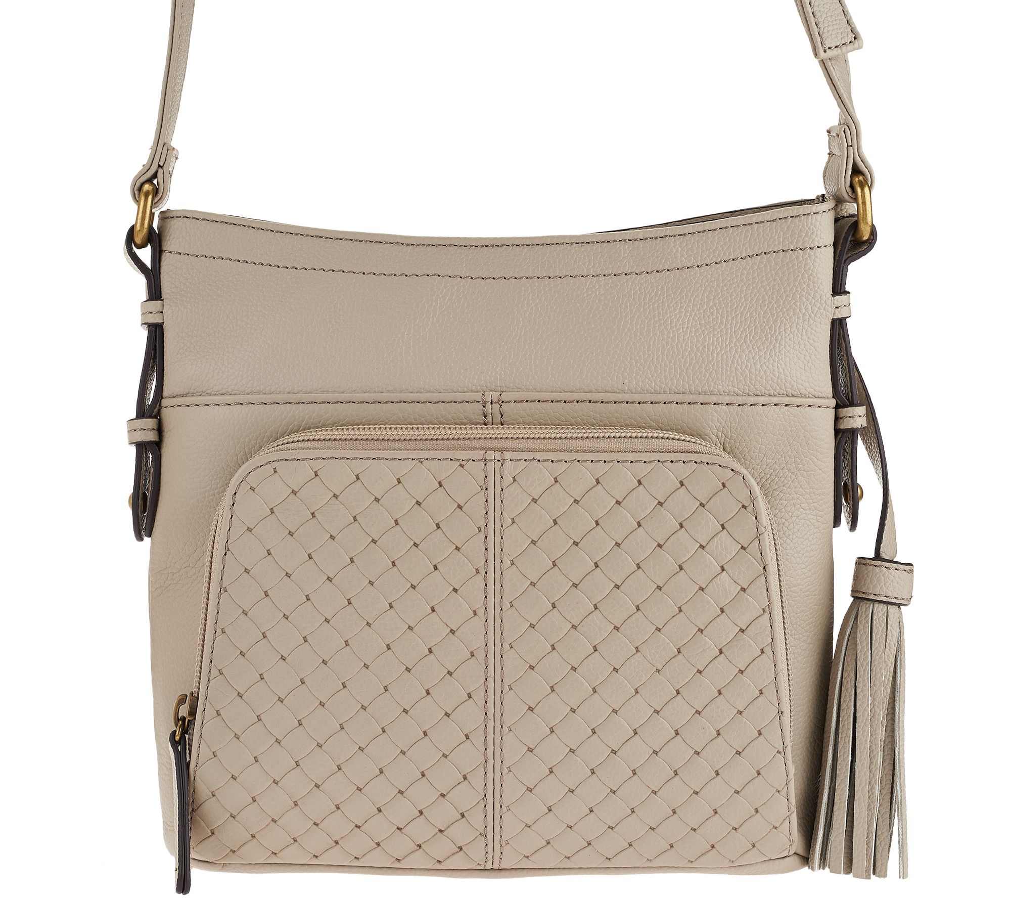 "As Is" Tignanello Pebble Leather Weave RFID Crossbody Bag - QVC.com