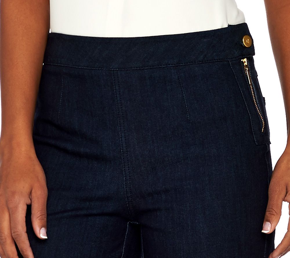 "As Is" G.I.L.I. Petite Wide Leg Demin Jeans - QVC.com