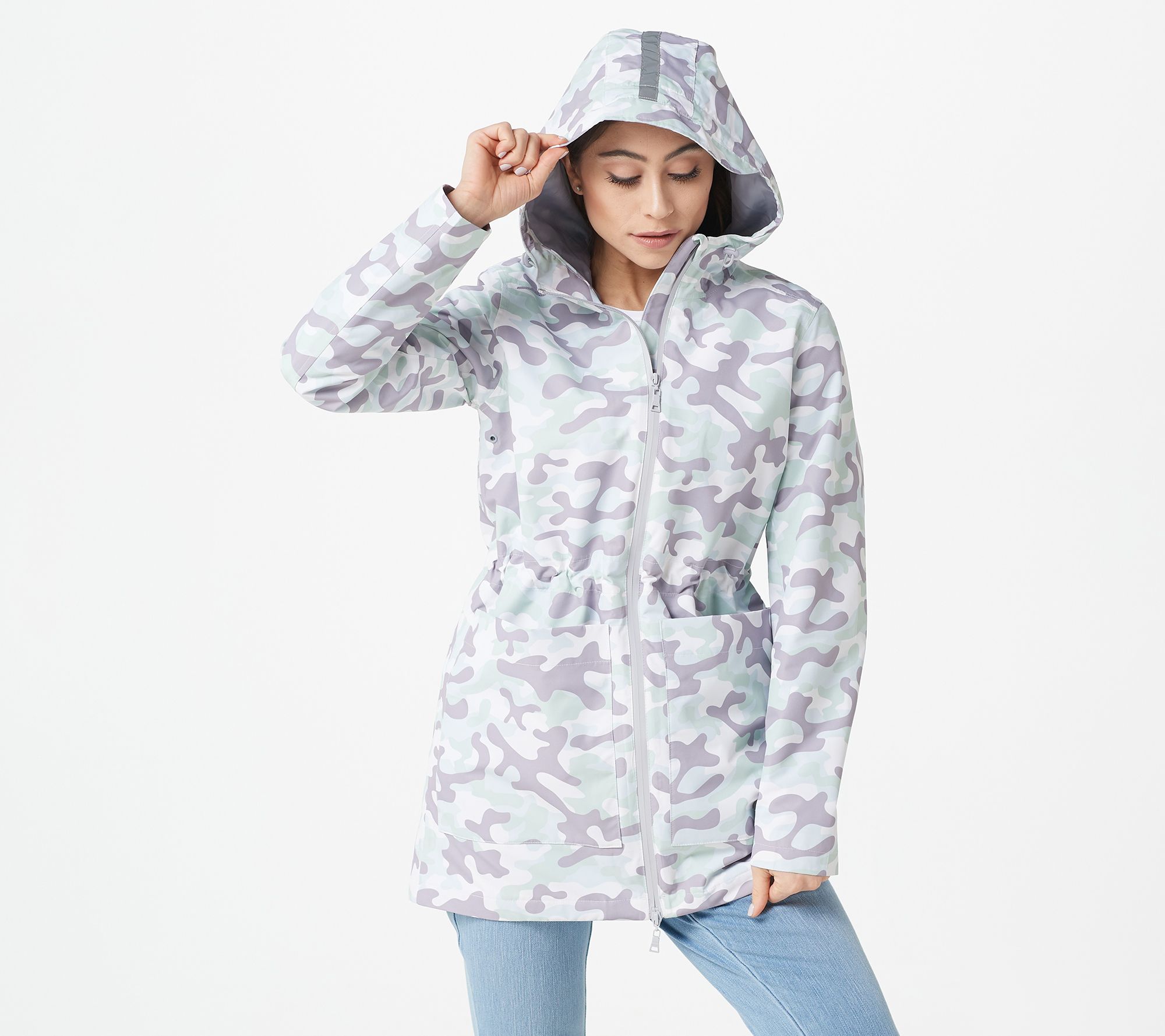 (QVC) Nuage Waterproof Jacket with Patch Pockets & Back Vent ...