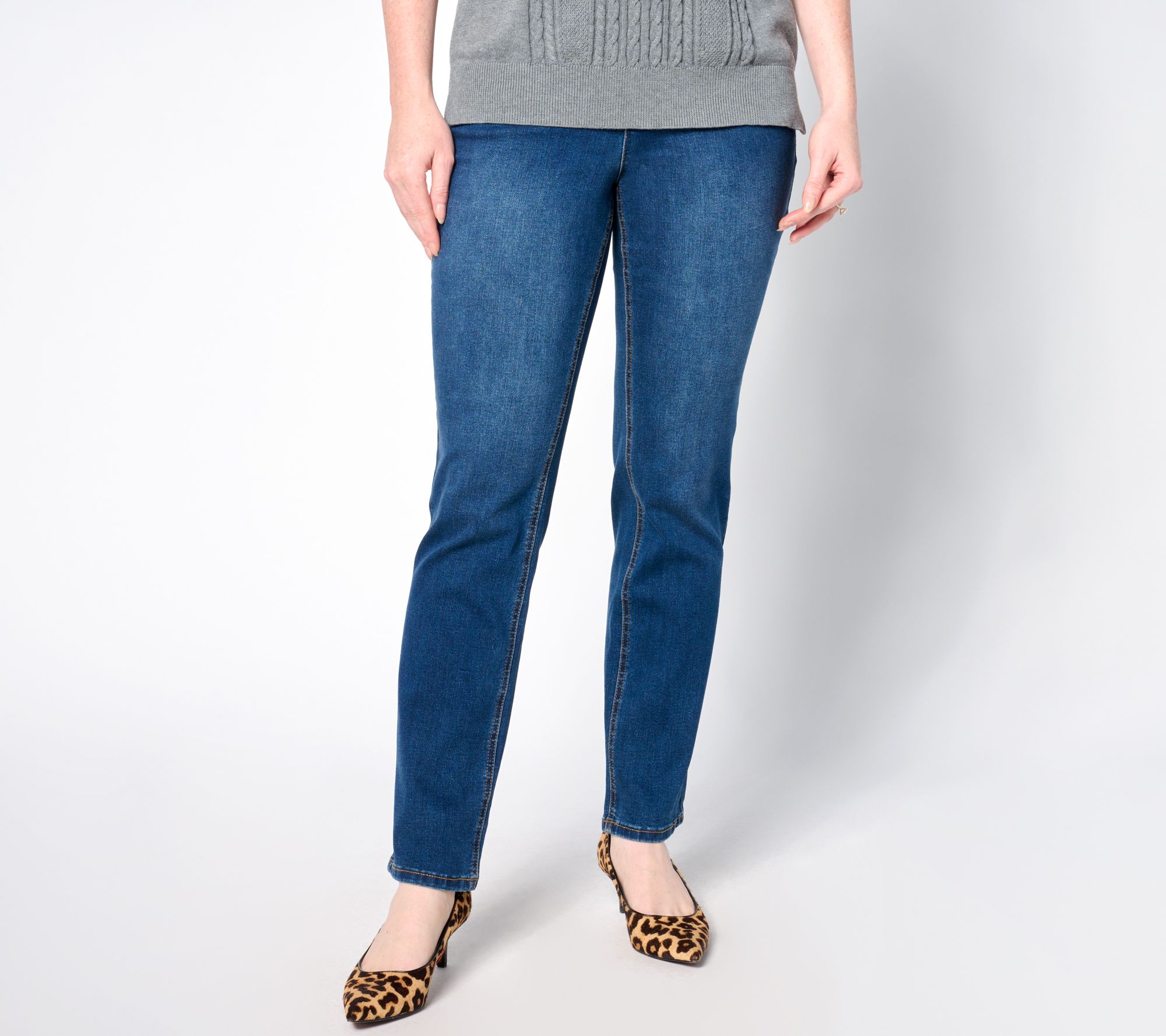 Isaac Mizrahi Live! Tall True Denim Indigo Pull On Straight Jeans - QVC.com