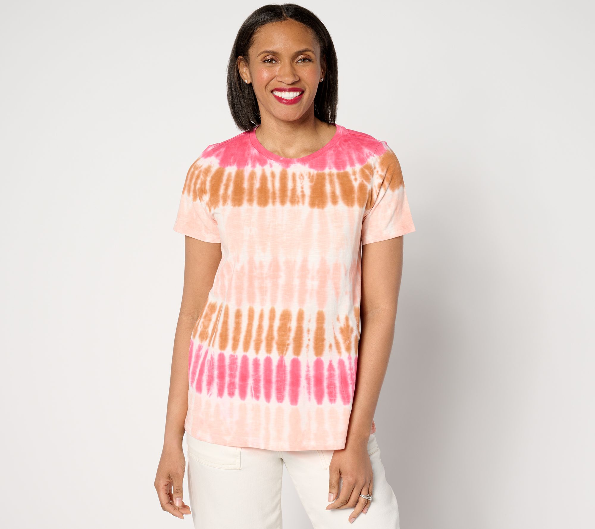 "As Is" LOGO Life by Lori Goldstein Cotton Slub Tie Dye Top - QVC.com
