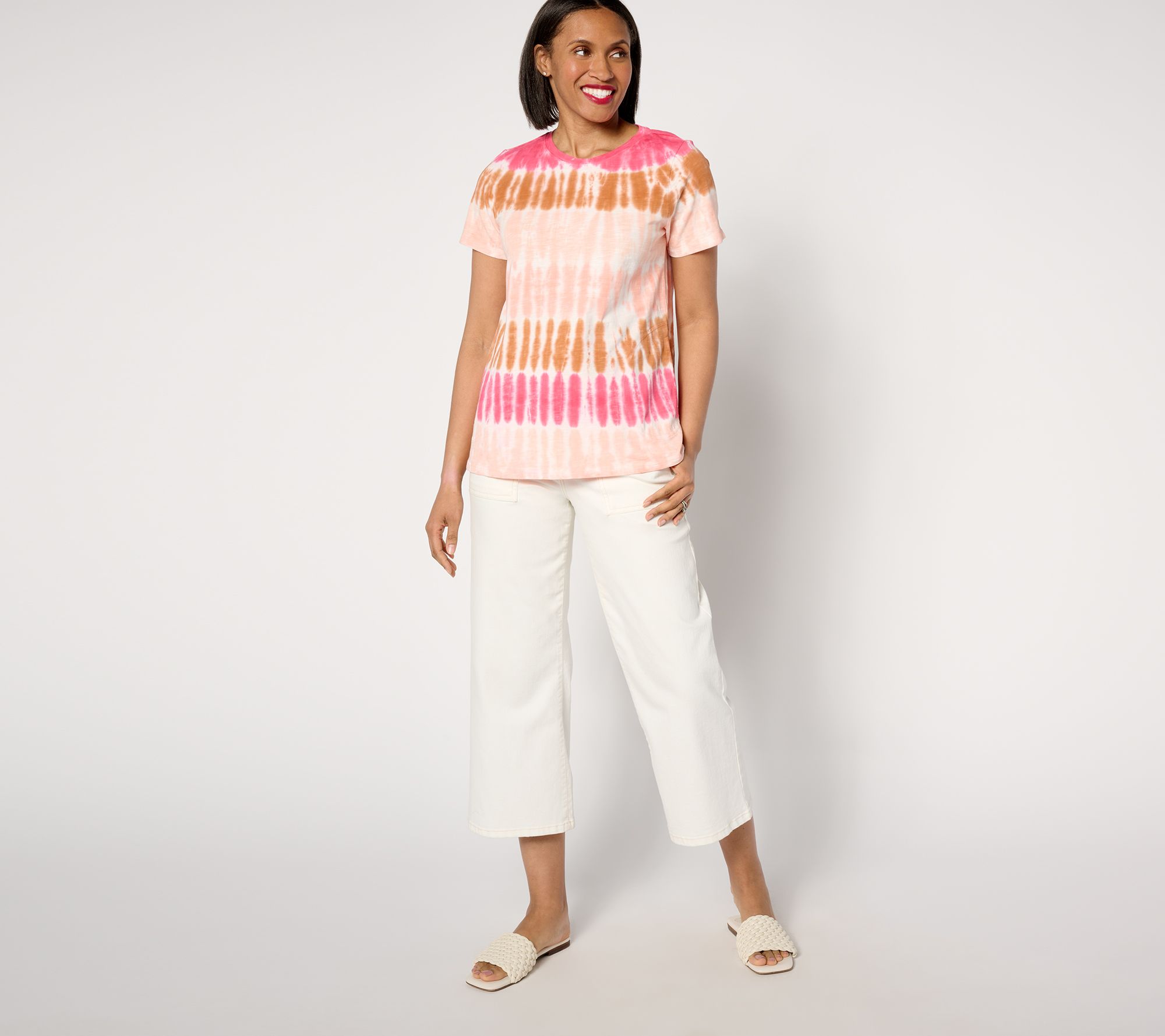 "As Is" LOGO Life by Lori Goldstein Cotton Slub Tie Dye Top - QVC.com