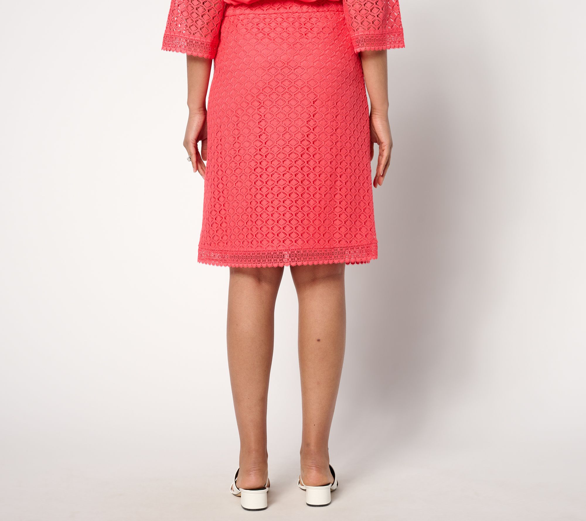 "As Is" Isaac Mizrahi Live! Regular Crochet Knit Pull On Knee Skirt ...