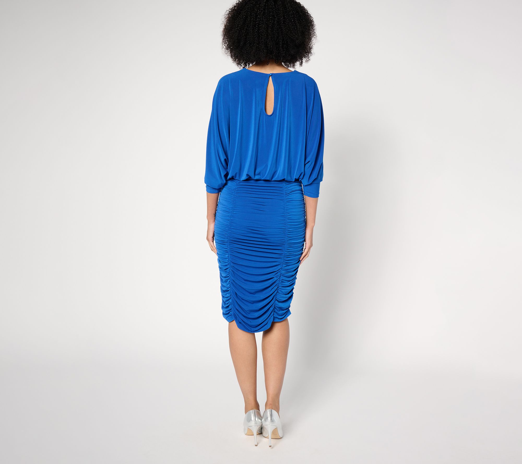 Dennis Basso Regular Italia Knit Dolmad Sleeve Ruched Dress - QVC.com