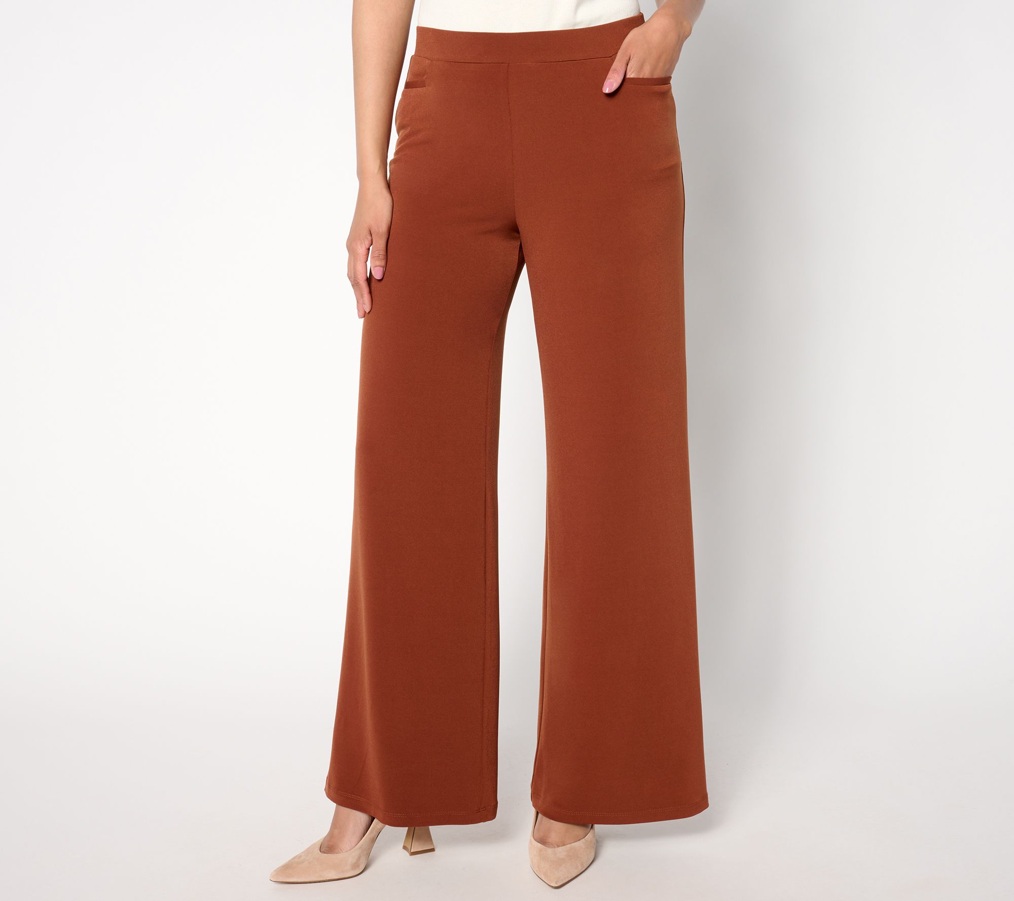 "As Is" Susan Graver Regular Every Day Liquid Knit Wide Leg Pants - QVC.com