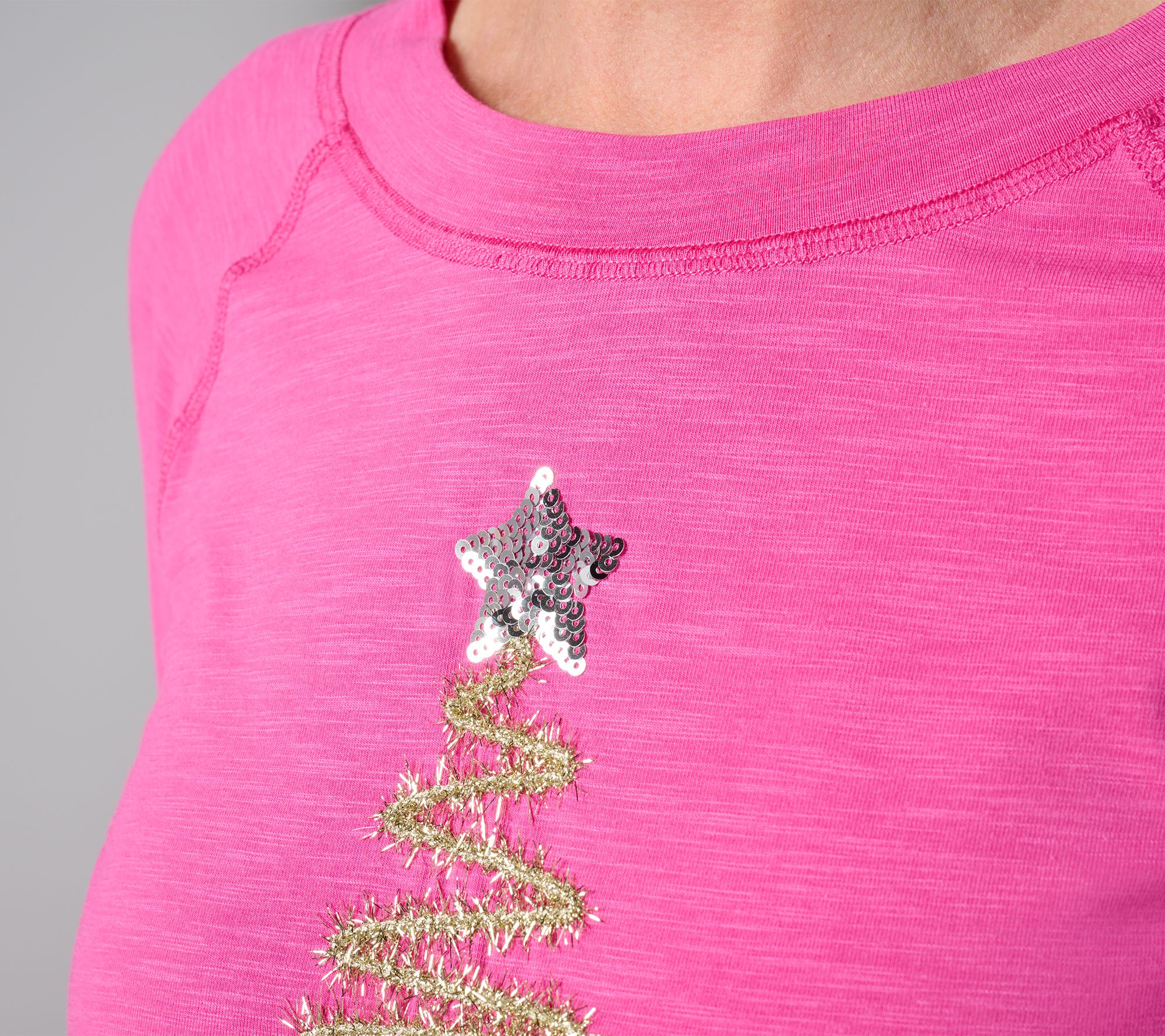 "As Is" Jingle Belles by Kim Gravel Tinsel Tree Slub Top - QVC.com