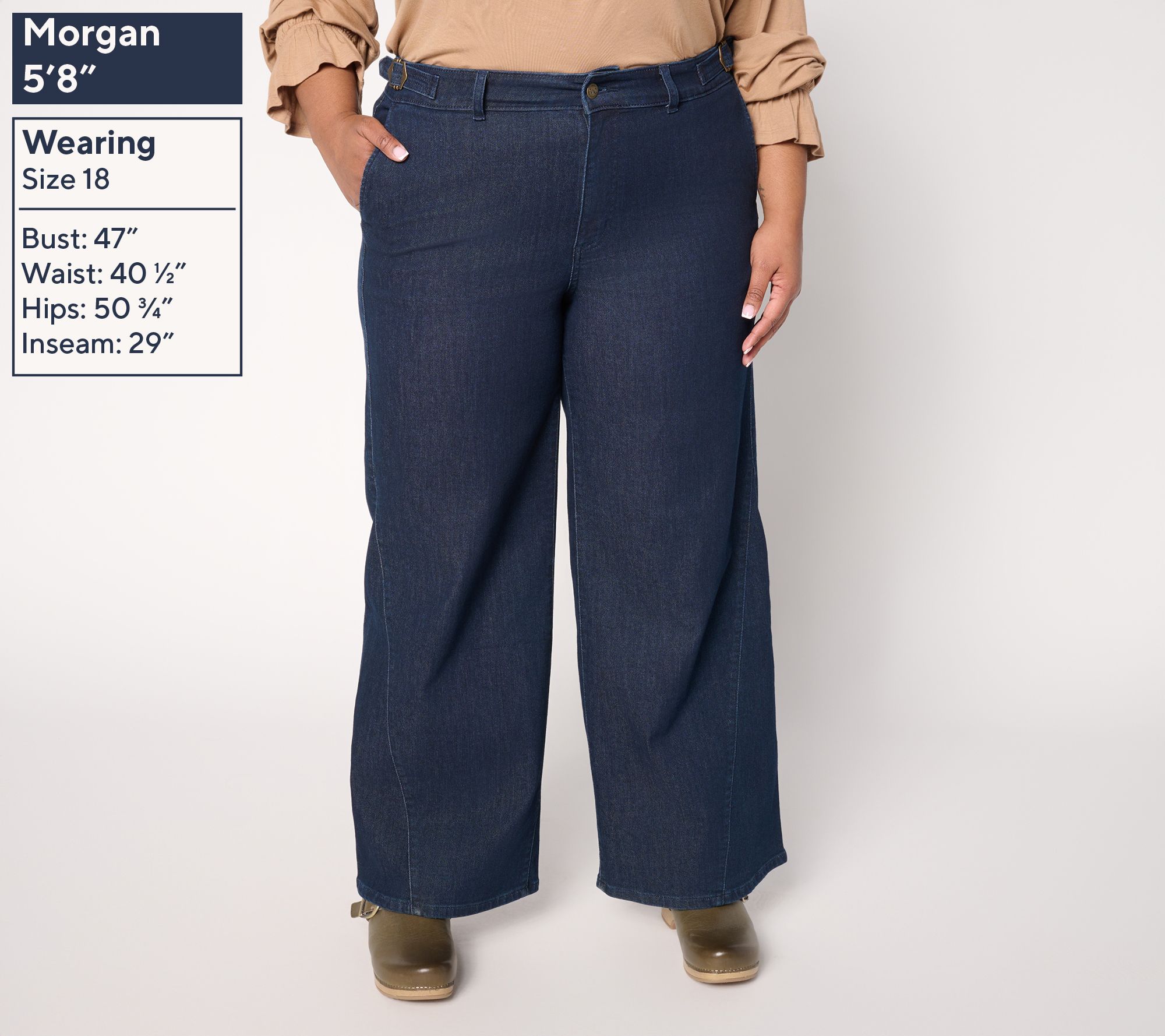 "As Is" Me by Jennie Garth Reg Two Tone Wide Leg Jean - QVC.com
