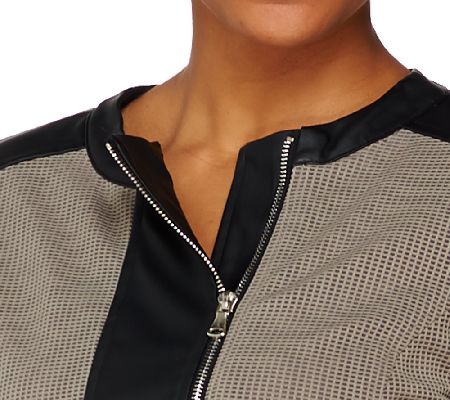 SA by Seth Aaron Mesh Jacket with Faux Leather Detail - QVC.com