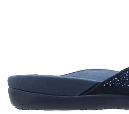 Vionic w/ Orthaheel Suede Thong Sandals - Tide Rhinestones - QVC.com