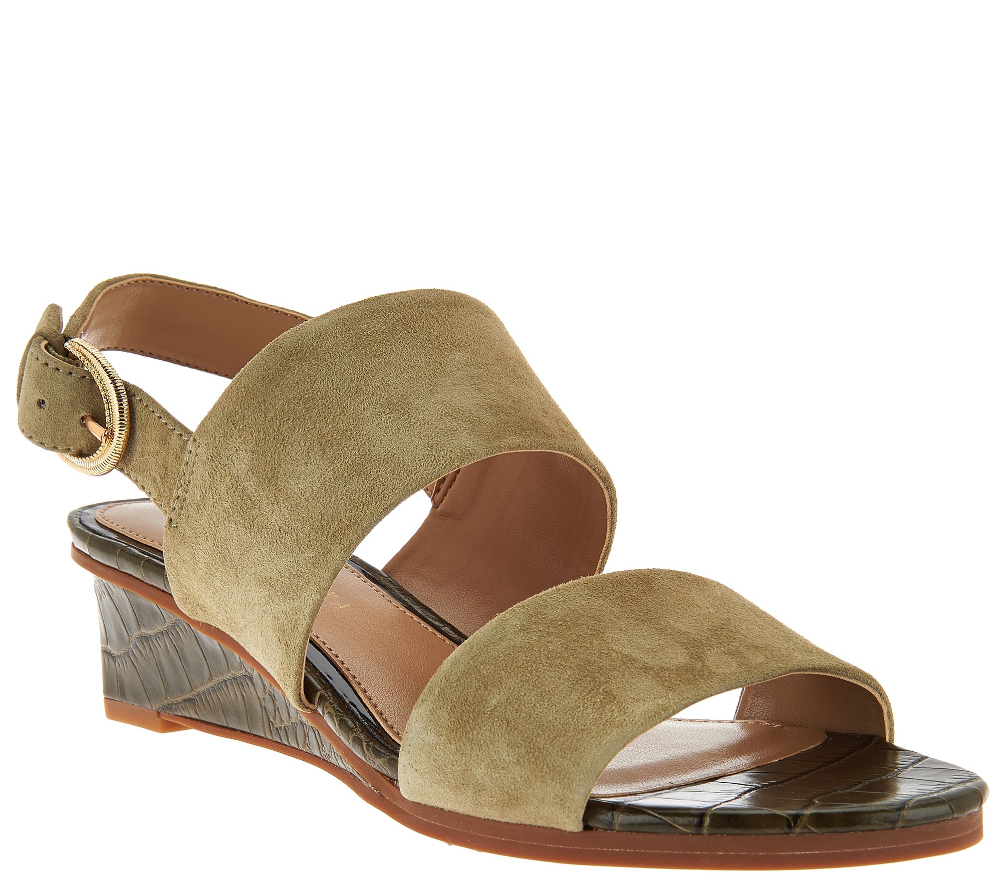 Judith Ripka Leather Wedge Sandals with Backstrap - Zoe - QVC.com
