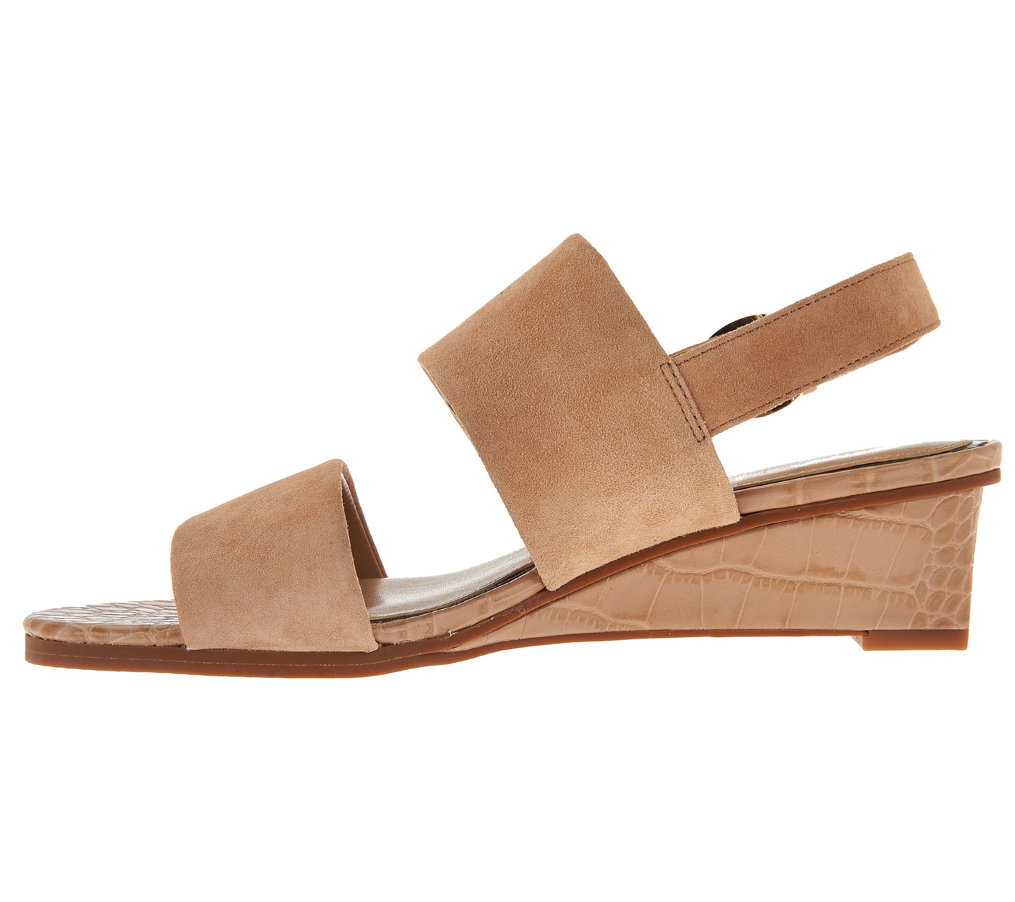 Judith Ripka Leather Wedge Sandals with Backstrap - Zoe - QVC.com