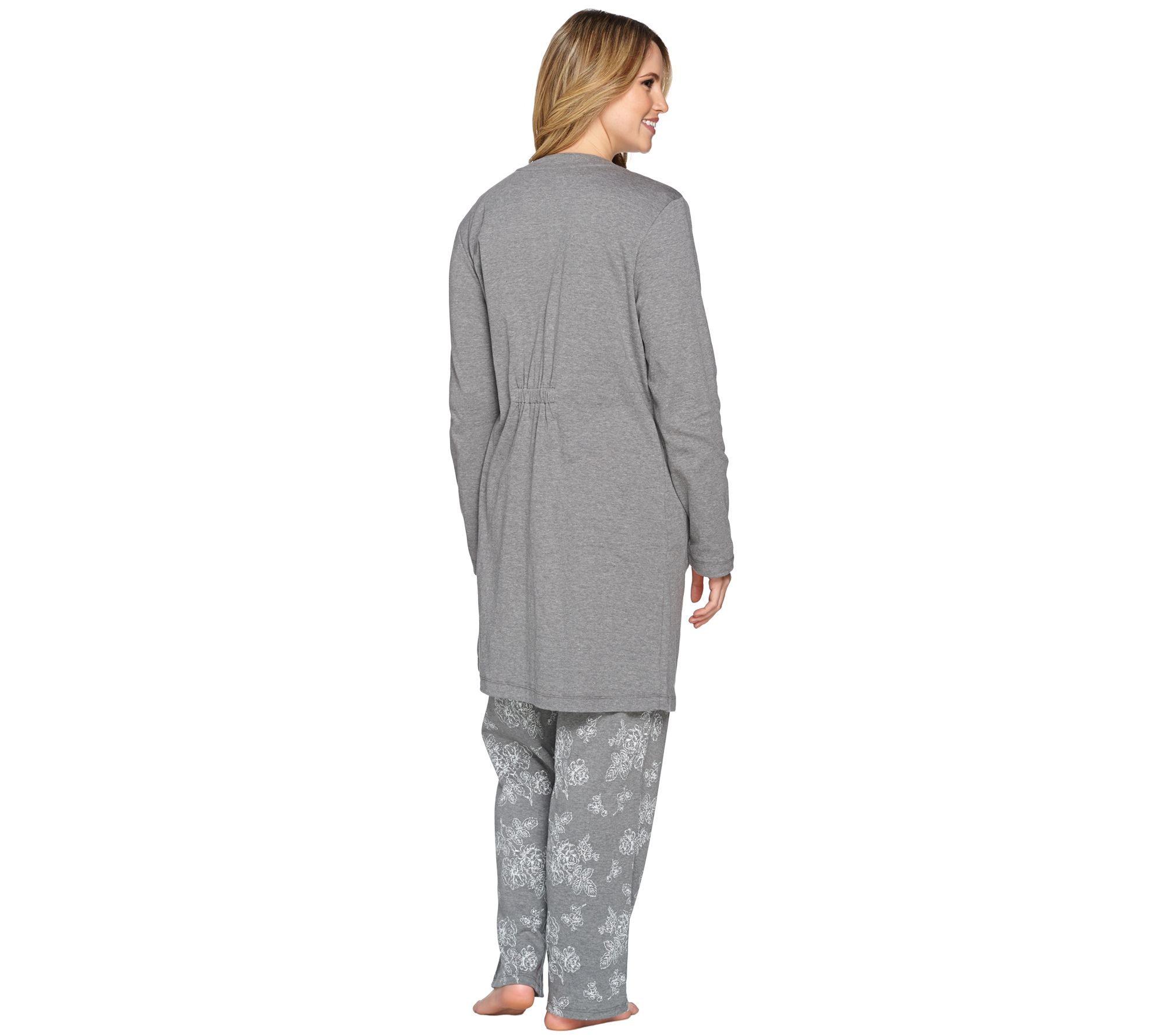 "As Is" Carole Hochman Petite Delicate Floral Interlock 3 Pc Pajama Set ...