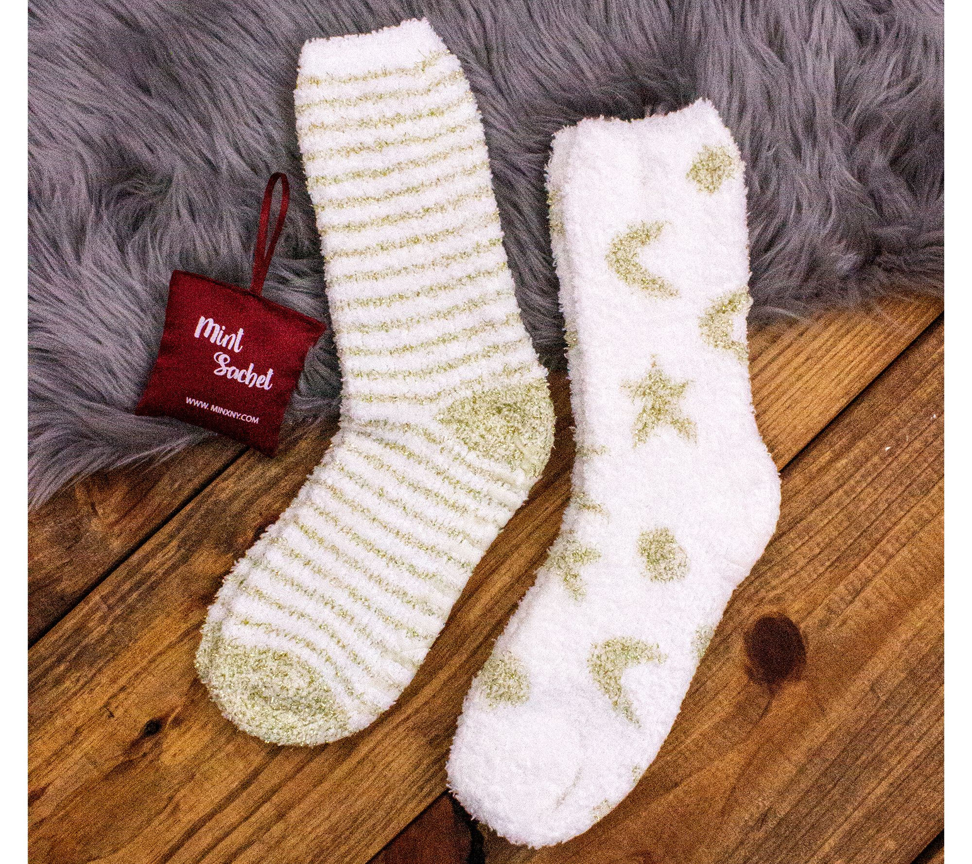 MinxNY 2-Pairs Women's Mint & Shea Butter Infused Socks - QVC.com