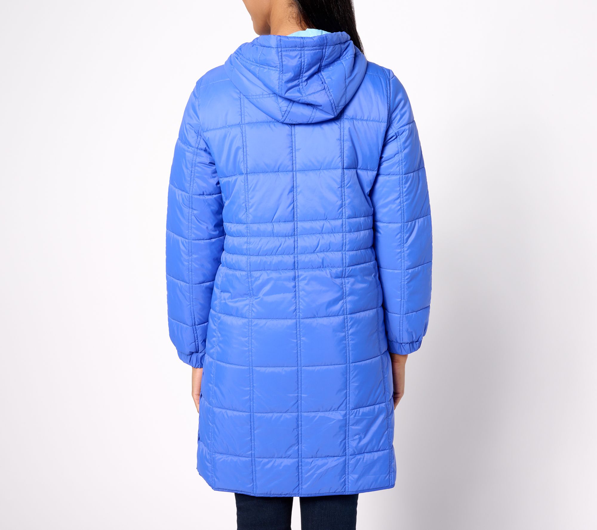 "As Is" Nuage Square Quilted Coat with Side Snap Detail Hem - QVC.com