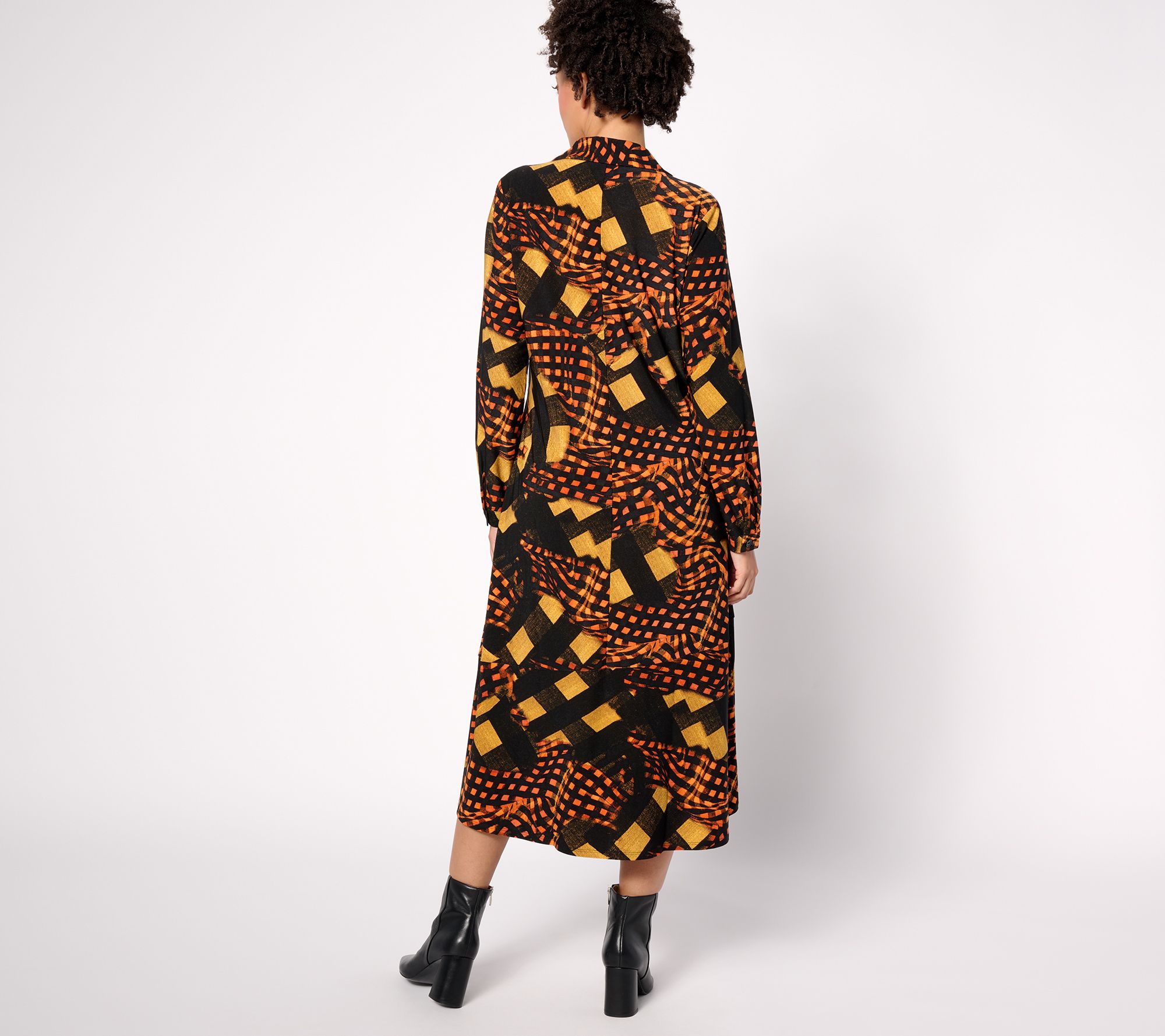 "As Is" Attitudes by Renee Reg. Como Jersey Plaid Midi Dress - QVC.com