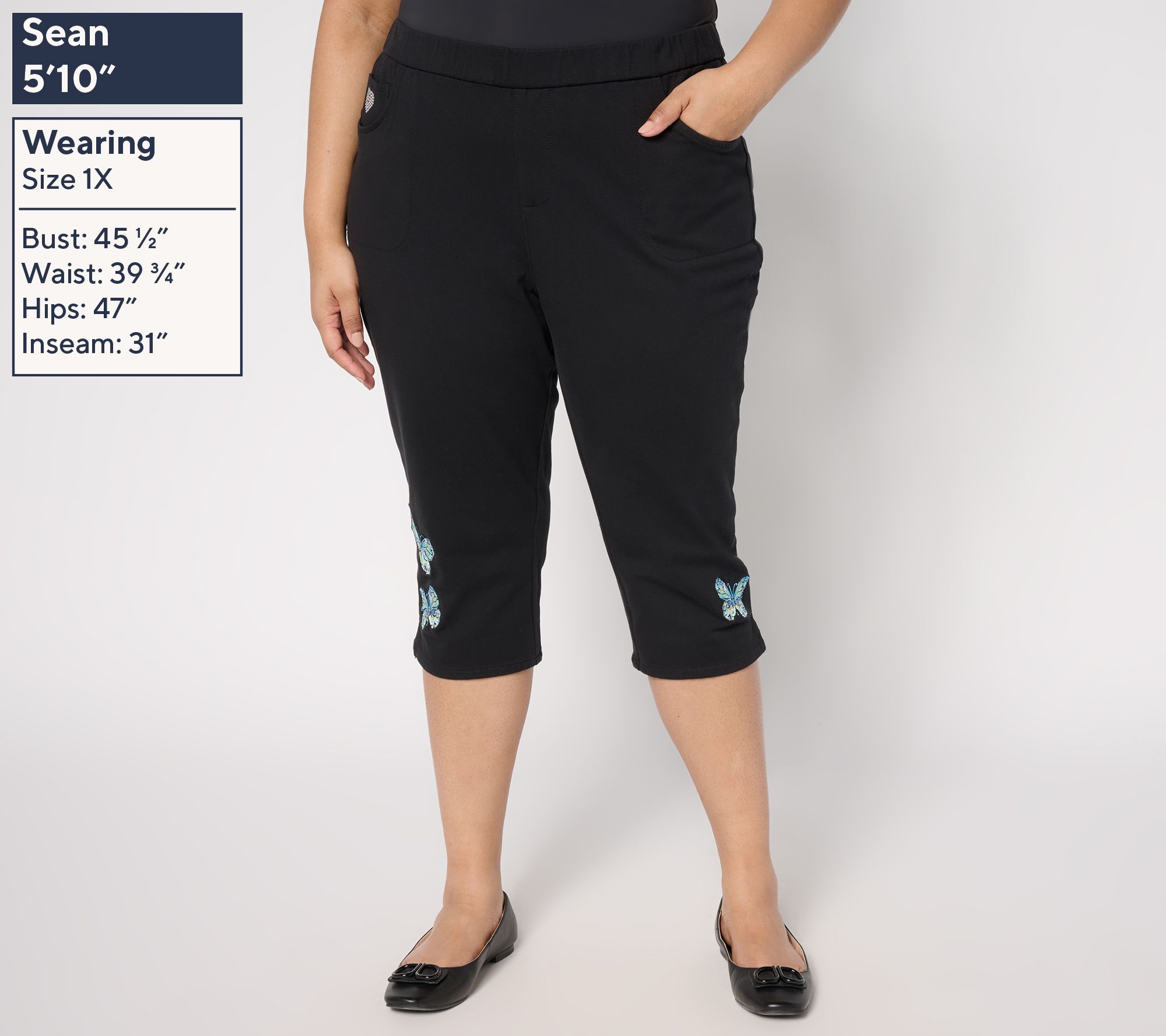 Quacker Factory DreamJeannes Short Floribunda Capri Pant - QVC.com