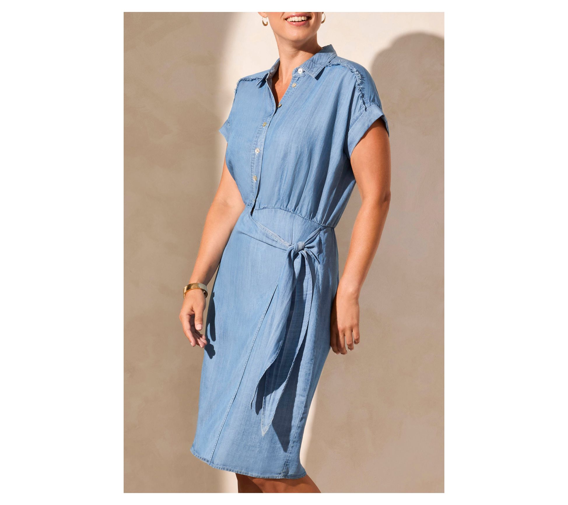 Tribal Button-Front Side-Wrap Shirt Dress - QVC.com