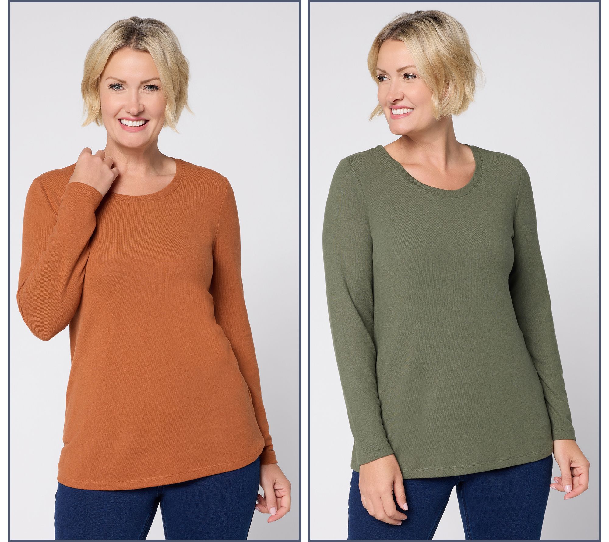 "As Is" Denim & Co. Essentials Heavenly Jersey 2-Pack Scoop Neck Tops ...