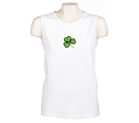 Quacker Factory Shamrocks Denim Shirt and Tank - QVC.com