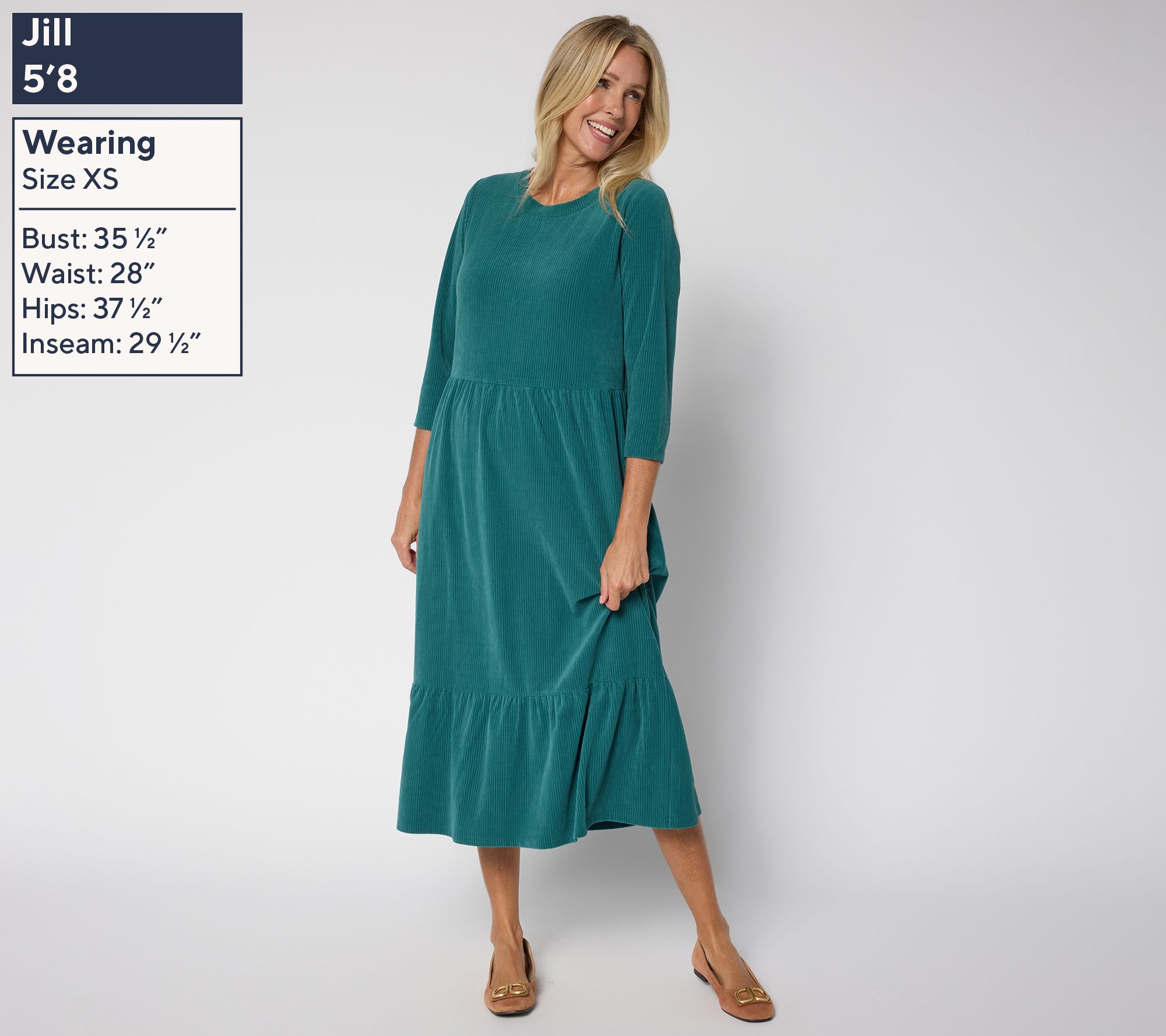 Denim & Co. Regular Heritage Velour Knit Midi Dress - QVC.com
