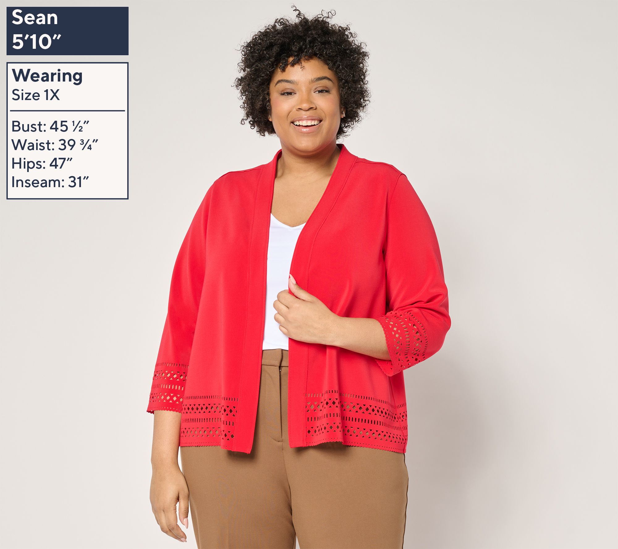 Susan Graver LK Fusion Open Front Cardigan with Laser-Cut Border - QVC.com