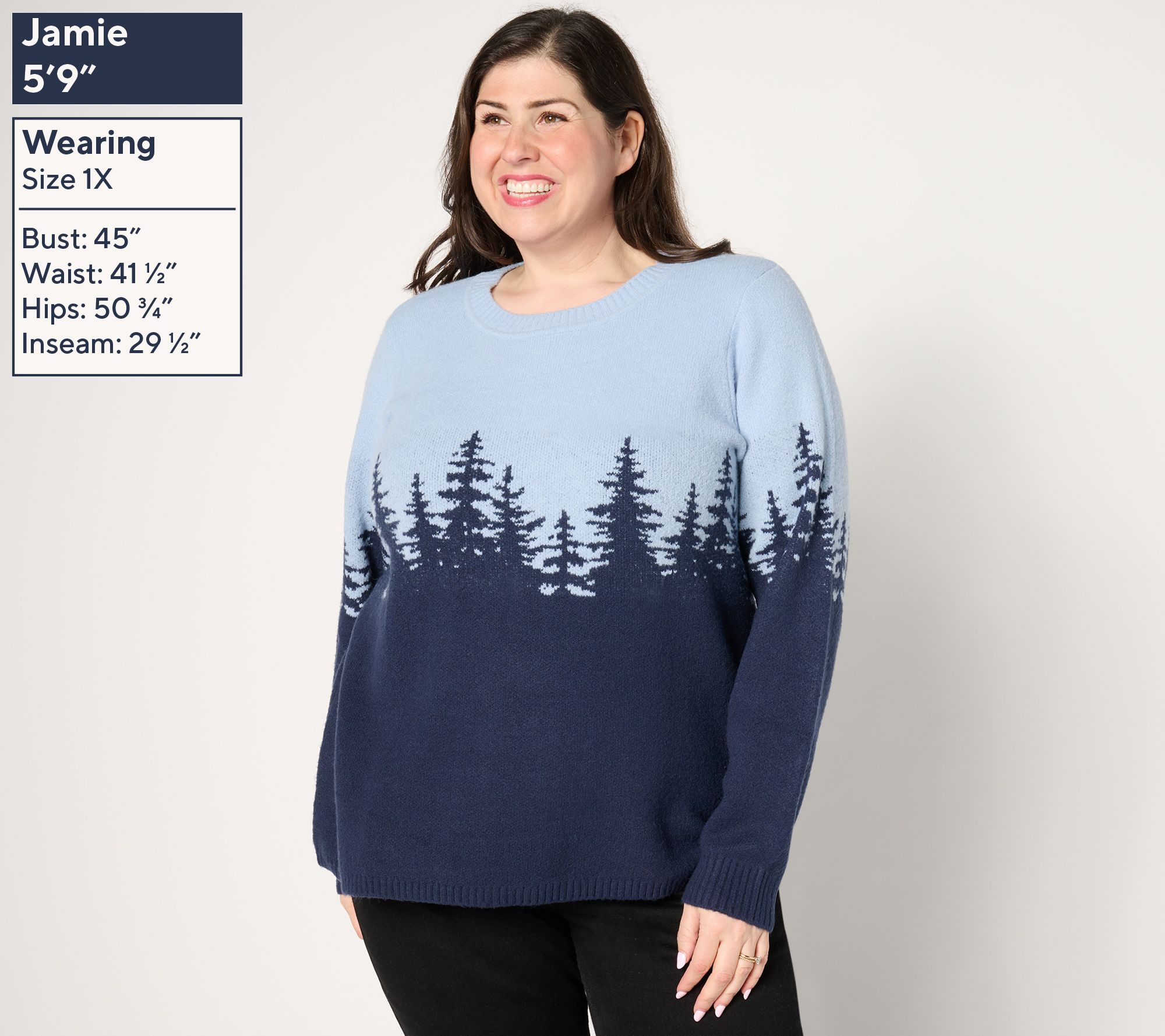 "As Is" Denim & Co. Crewneck Long Sleeve Scenic Sweater - QVC.com