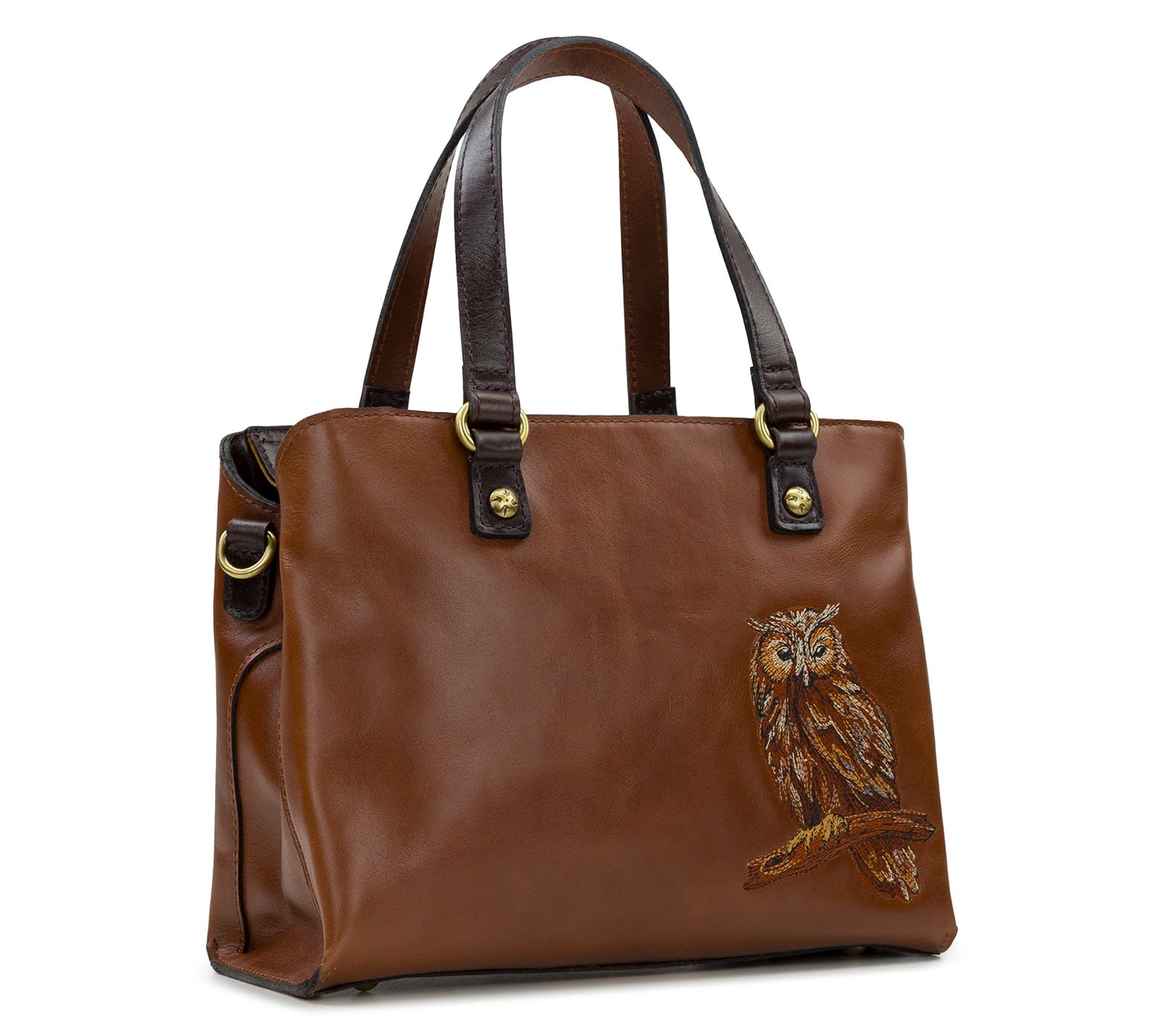 Patricia Nash Moggie Leather Satchel - Owl Embroidery - QVC.com